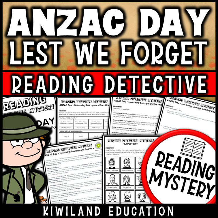 ANZAC Day Reading Mystery | History Activity for ANZAC Day – Kiwiland ...