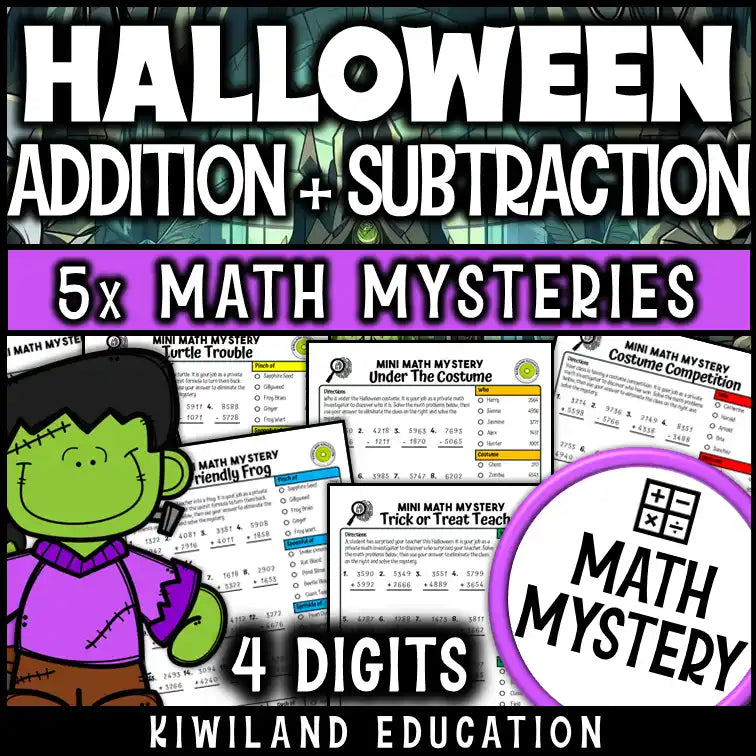 Halloween Math Mystery – 4-Digit Addition and Subtraction Worksheets ...