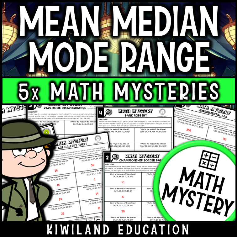 Mean Median Mode Range Math Mystery Worksheets – Kiwiland Education