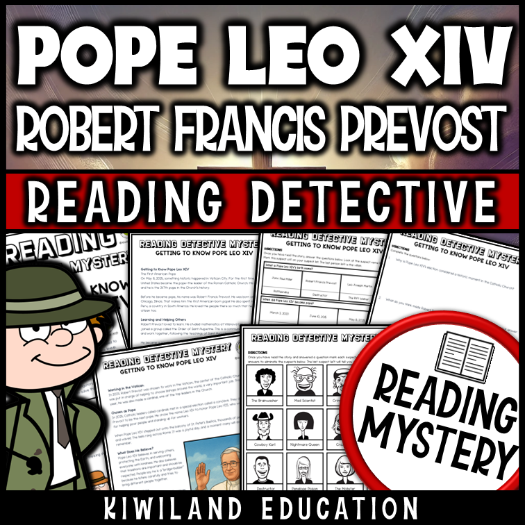 Pope Leo XIV CSI Reading Mystery Comprehension Passage Catholic Worksh ...