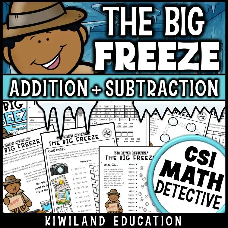 Winter CSI Math Mystery Addition and Subtraction Worksheets – Kiwiland ...